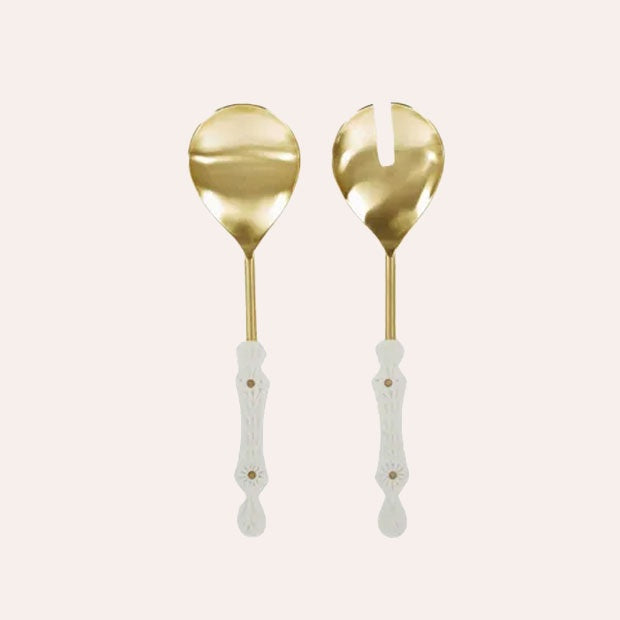 Grace Salad Servers - Ivory/Gold (Set of 2) – Thinkers & Makers