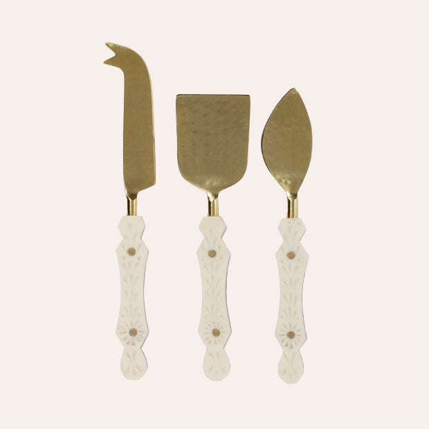 Grace Cheese Knives - Ivory/Gold (Set of 3) – Thinkers & Makers