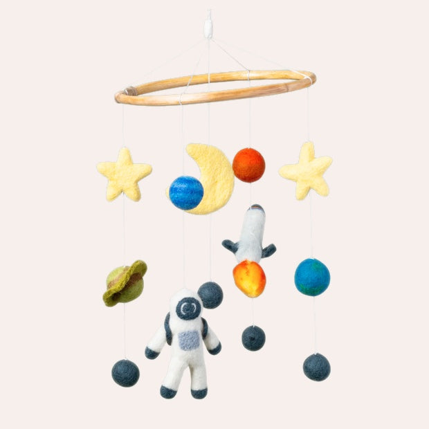 Baby Cot Mobile - Outer Space, Rocket and Astronaut – Thinkers & Makers