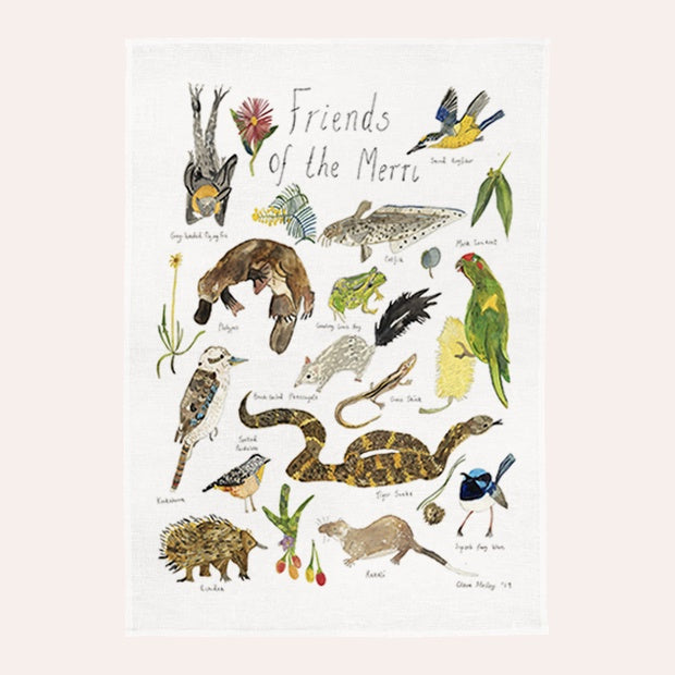 Claire Mosley - Linen Tea Towel - Friends of the Merri Creek – Thinkers ...